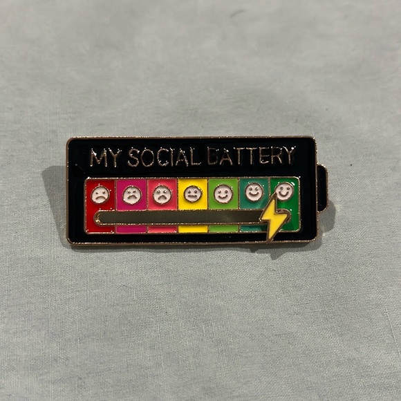 Other | My Social Battery Pin | Poshmark